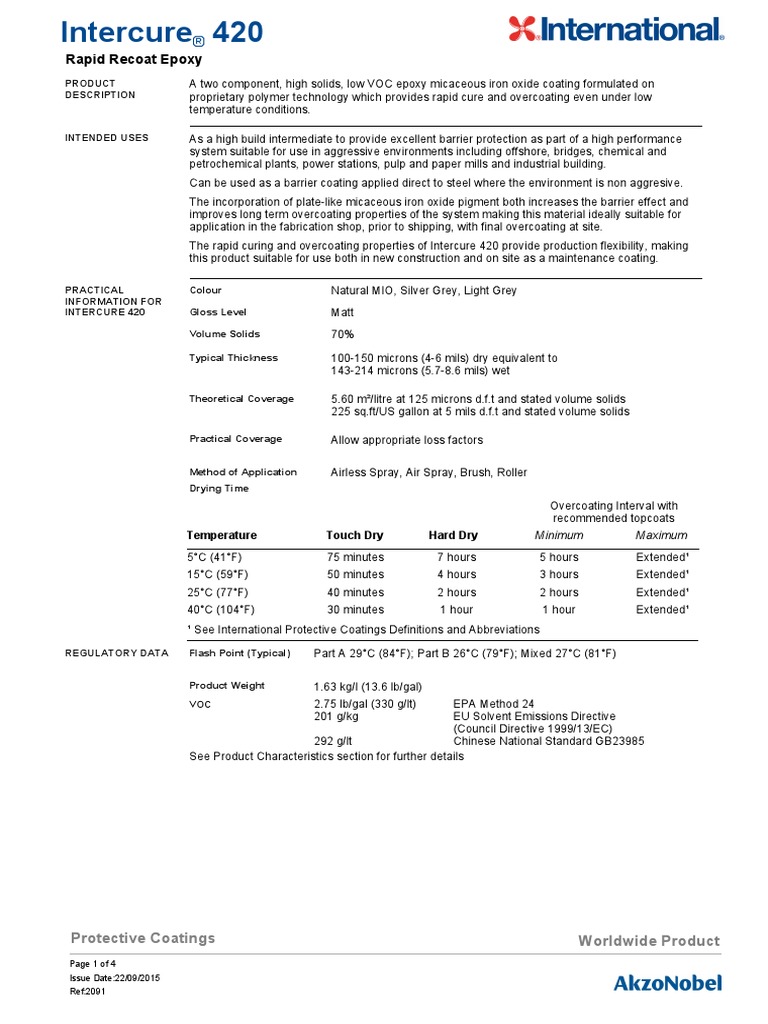 Intercure 420: Rapid Recoat Epoxy | PDF | Epoxy | Volatile Organic Compound