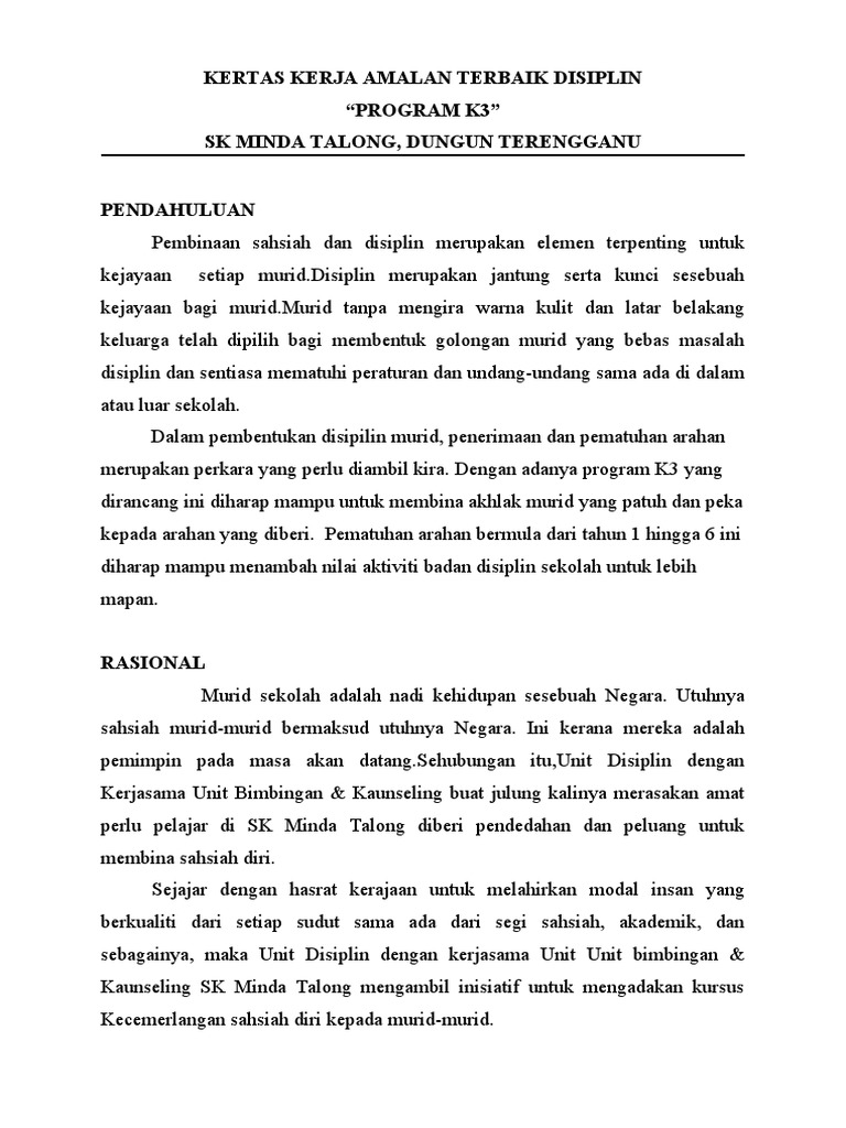 Kertas Kerja Amalan Terbaik Disiplin SKMT | PDF