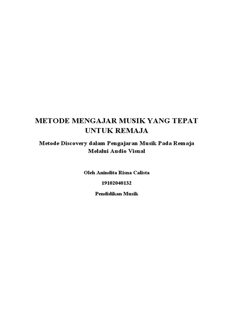 Metode Pengajaran Musik Pada Remaja Melalui Audio Visual | PDF