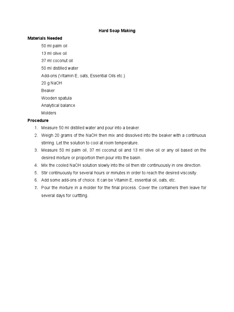 Hard Soap Making: Step-by-Step Guide | PDF