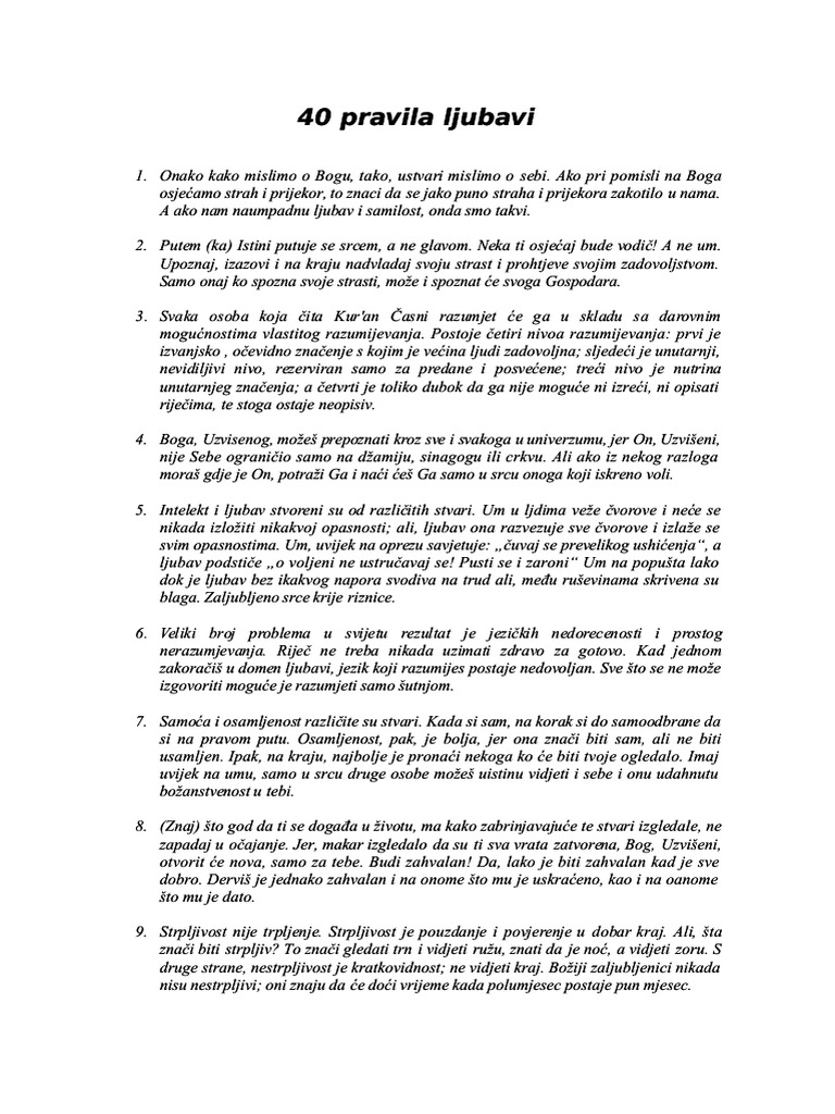 40 Pravila Ljubavi | PDF