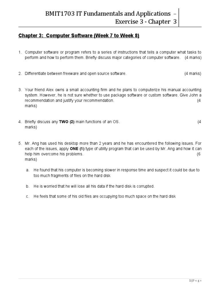 Exercise 3Q - Chapter 3 Computer Software | PDF