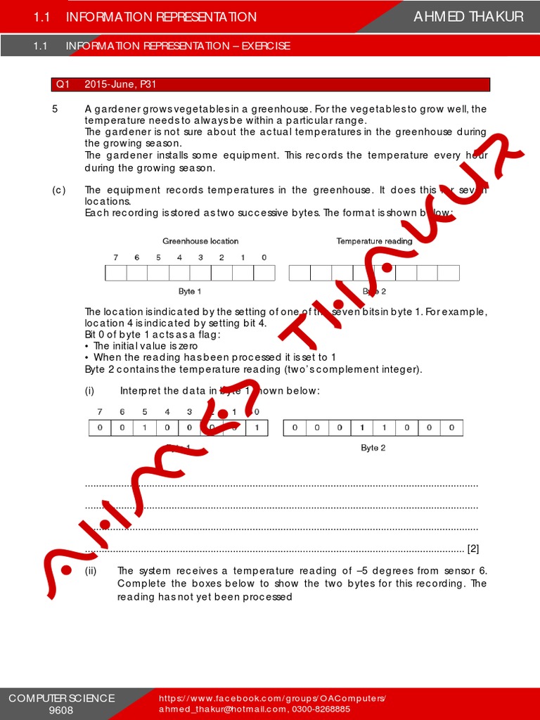 Information Representation Exercises Guide | PDF | Binary Coded Decimal | Data Compression