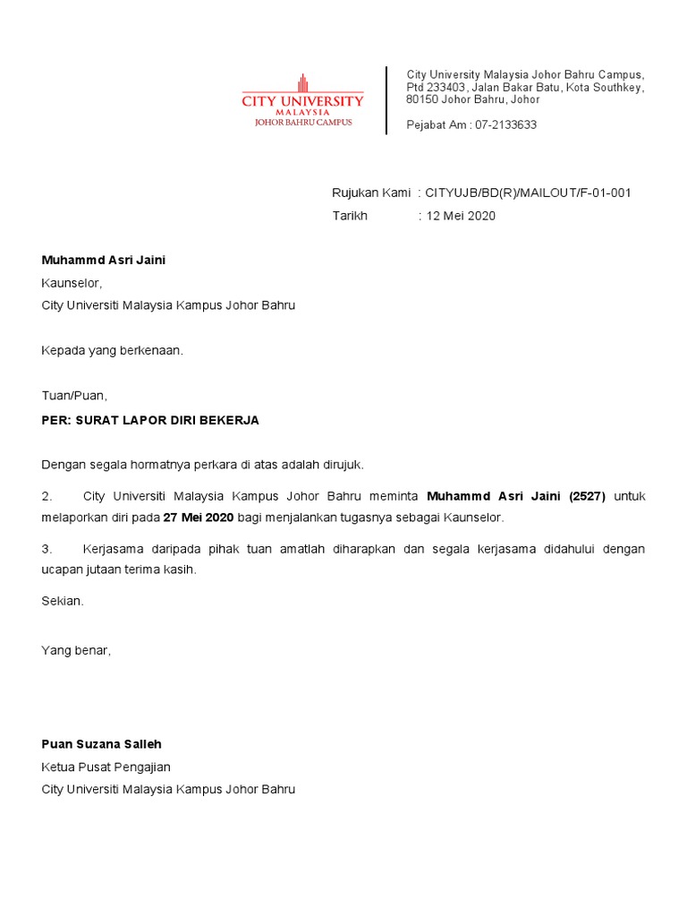 Surat Lapor Diri | PDF