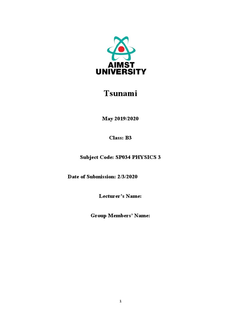 Tsunami (Physics Assignment) | PDF | Tsunami | Tide