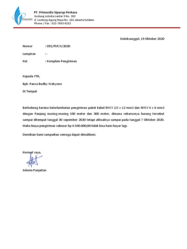 Surat Komplain | PDF