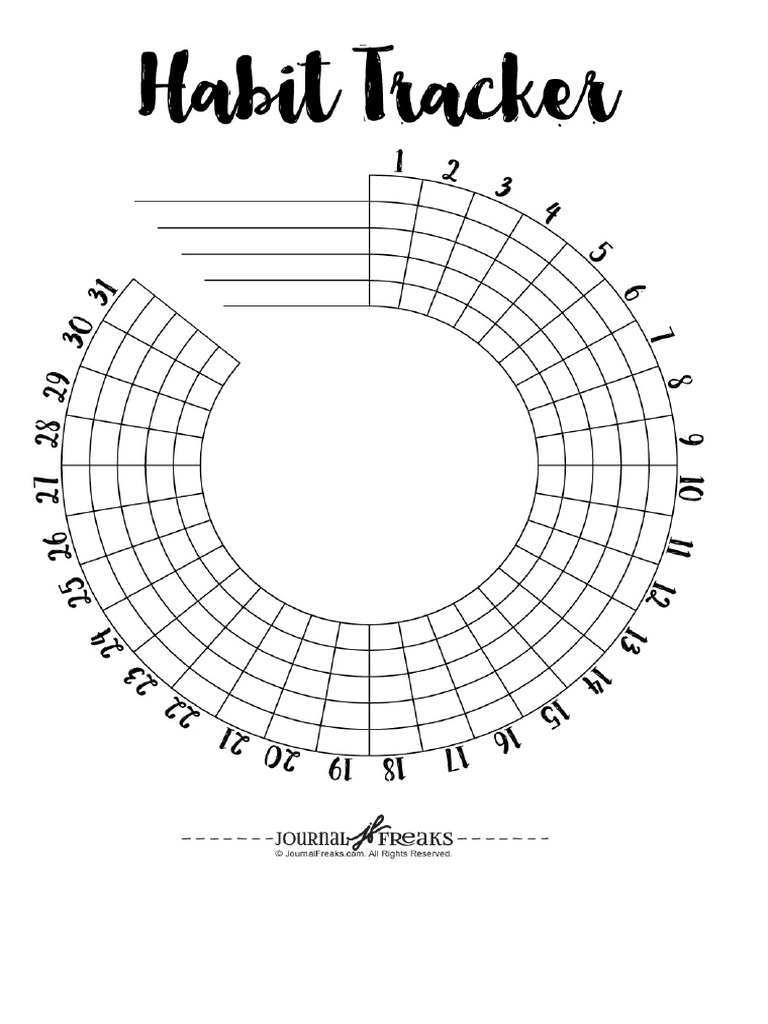 Circular 31 Day Habit Tracker Printable - Journal Freaks | PDF