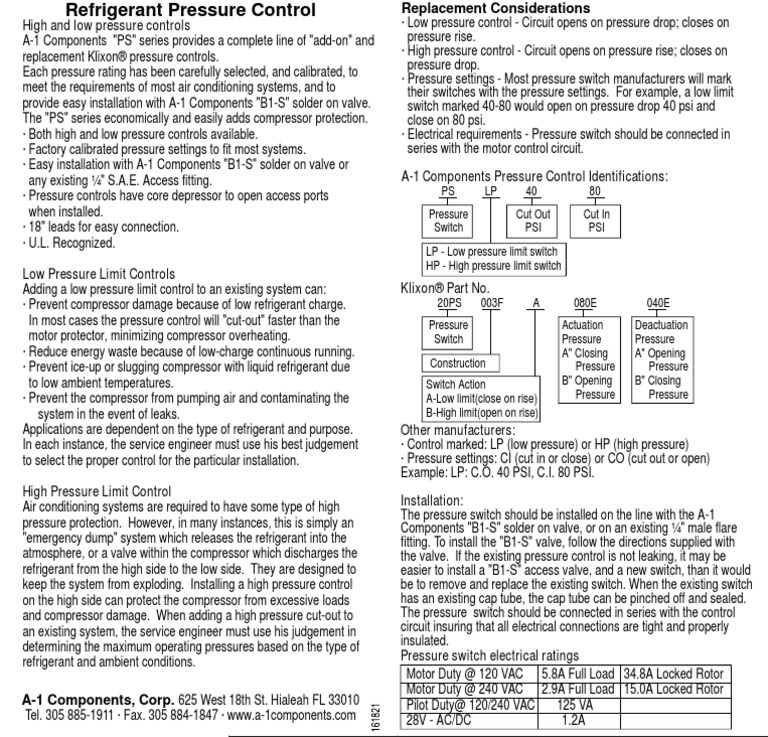 Refrigerant Pressure Control: Material: 20Lb Bond SIZE: 6.9 X 3.5 Color ...