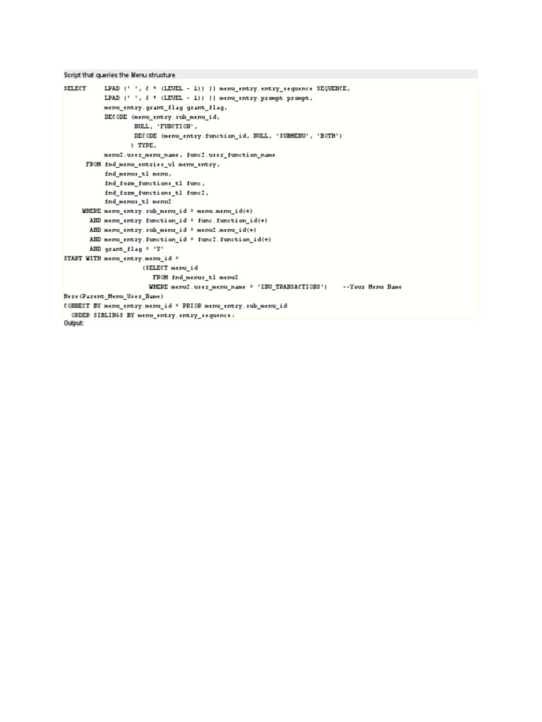 Script That Queries The Menu Structure | PDF | Computer Programming | Computing
