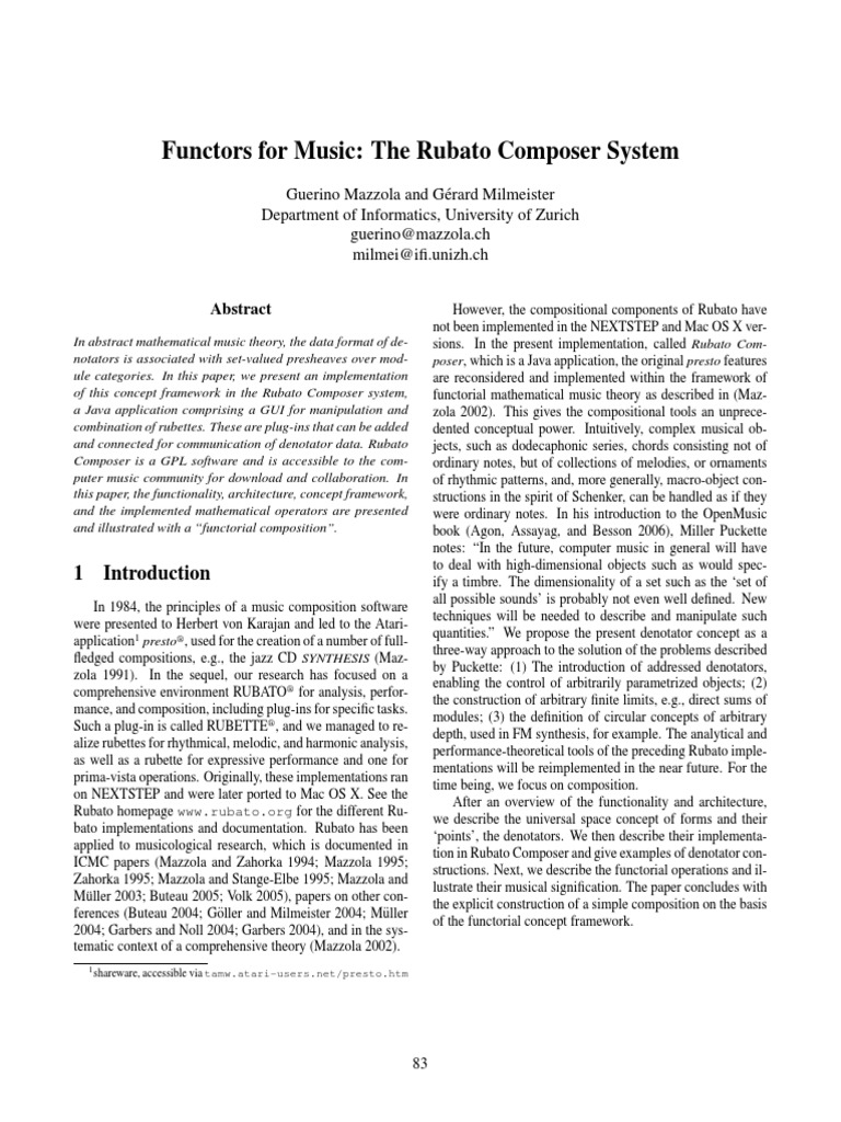 Rubato Composer: Functorial Music System | PDF | Ring (Mathematics ...