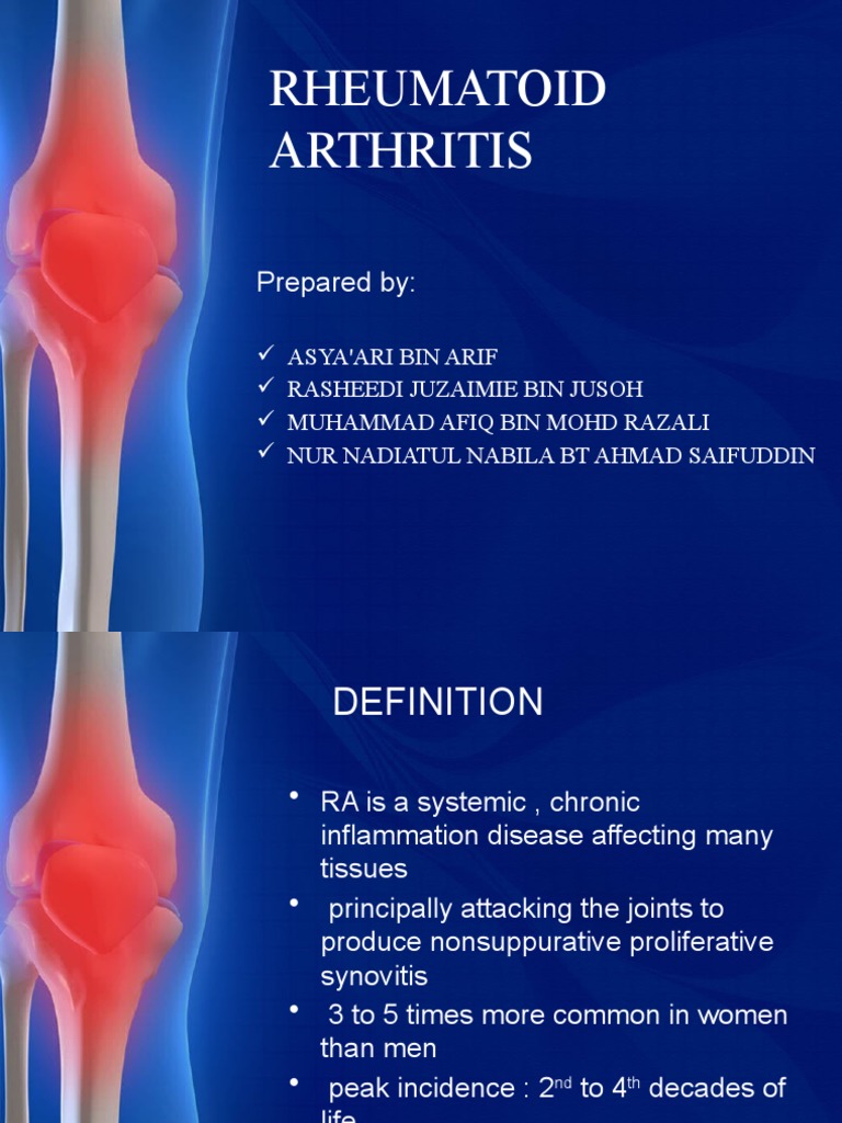 Rheumatoid Arthritis Presentation | PDF | Rheumatoid Arthritis | Arthritis