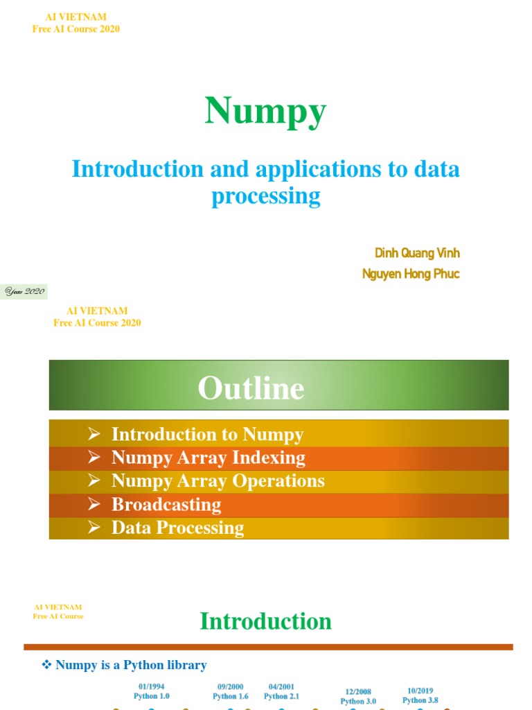 Numpy: Introduction and Applications To Data Processing | PDF | Array ...