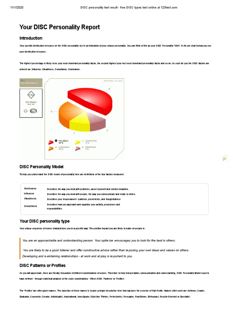 Disc Personality Test | Download Free PDF | Behavioural Sciences ...
