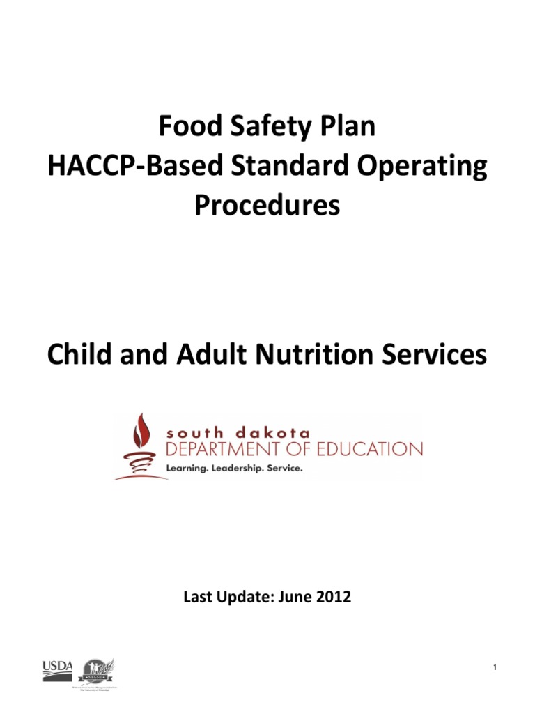 Food Safety Plan HACCP Based Standard Operating Procedures: Last Update ...
