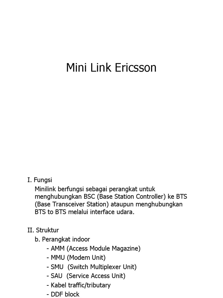 Mini Link Ericsson: Fungsi, Struktur, dan Instalasi | PDF