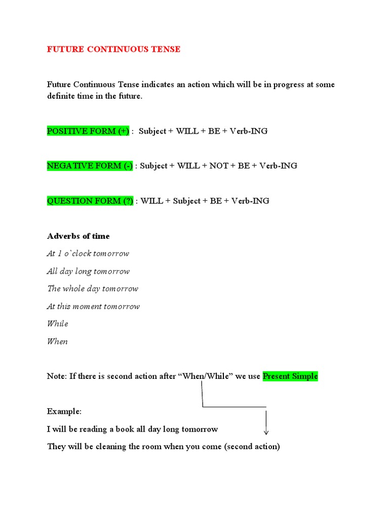 Future Continuous Tense | PDF