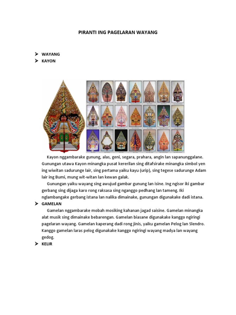 Piranti Pagelaran Wayang | PDF
