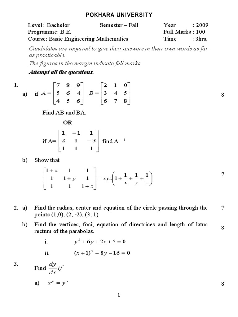 Basic Engineering Math | PDF | Elementary Mathematics | Differential ...