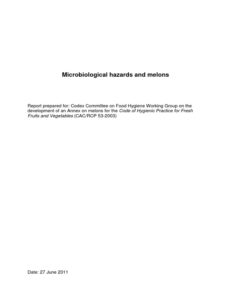 Microbiological Hazards in Melons | PDF | Foodborne Illness | Hygiene