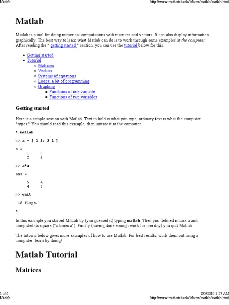 Matlab | PDF | Matlab | Matrix (Mathematics)