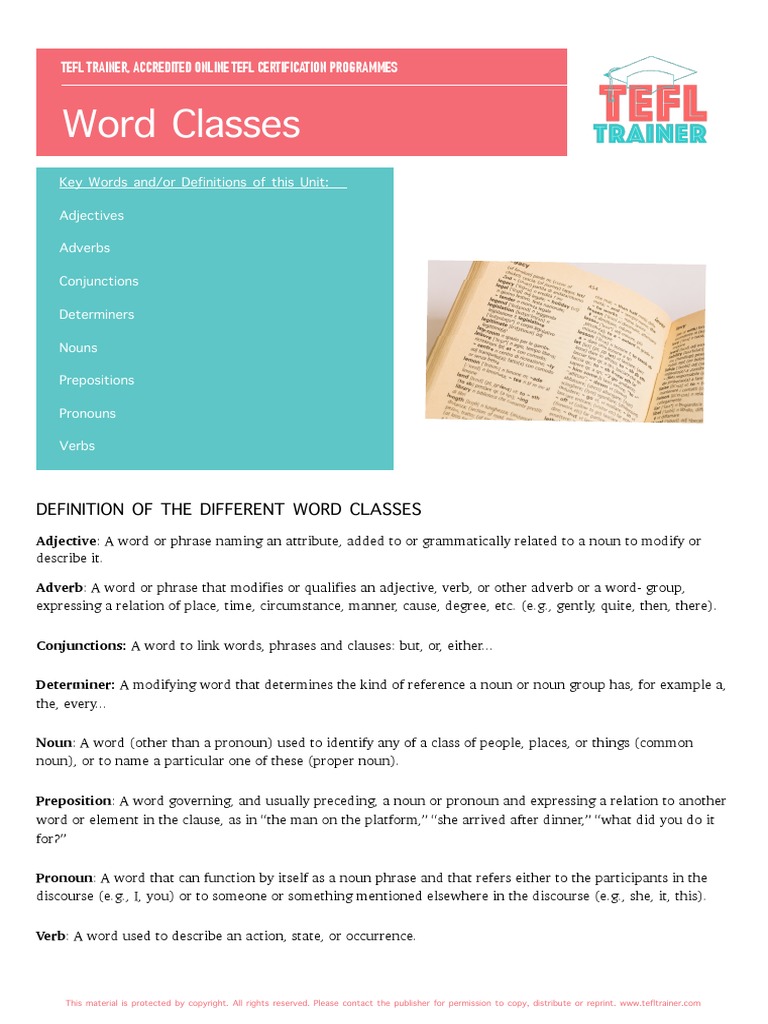 Word Class Handout | PDF