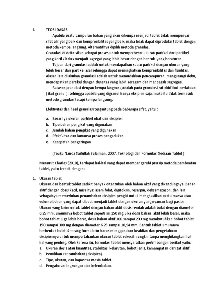 Teknologi Sediaan Solid - Tablet | PDF