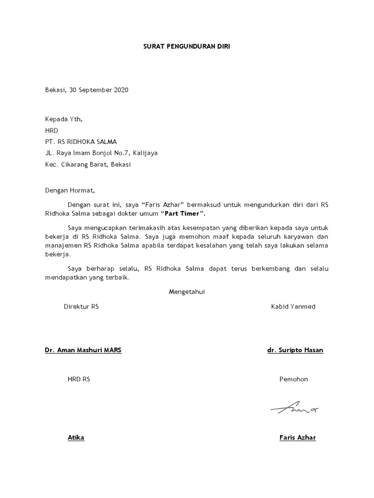 Surat Resign Faris | PDF