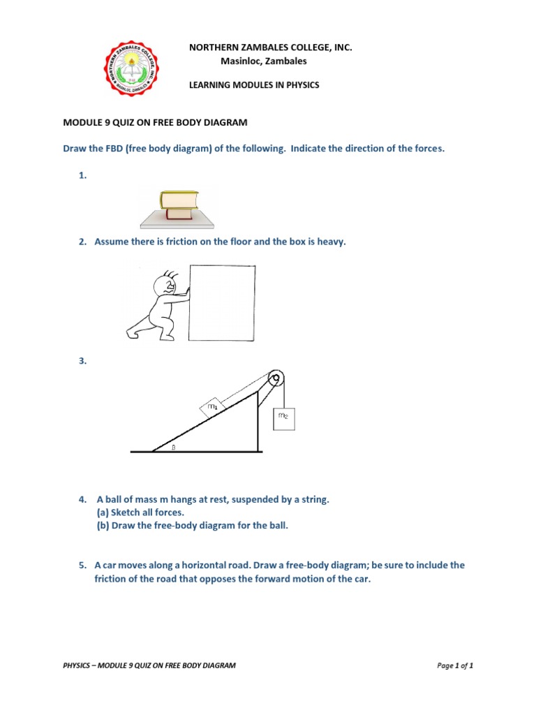 Physics Module 9 Quiz On Free Body Diagram | PDF