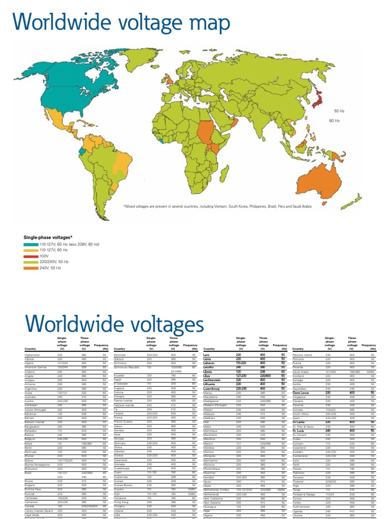00 Worldwide Voltage Map | PDF | Electrical Engineering | Electricity