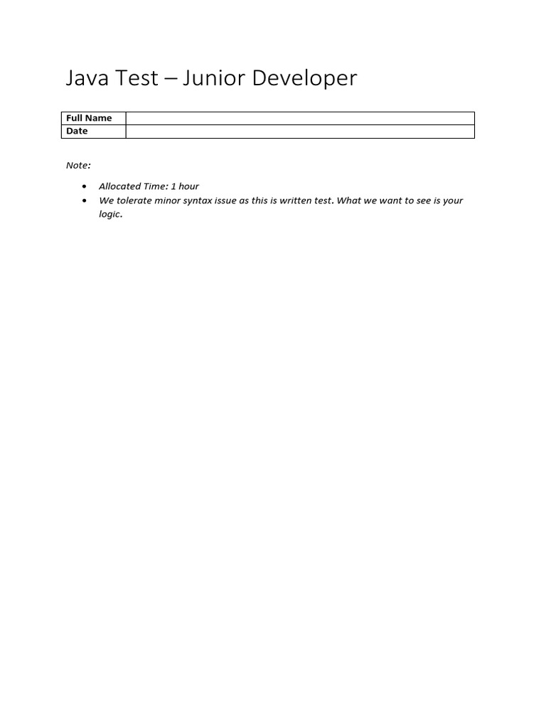 Digital Core Java Test - Junior Developer PDF | PDF | String (Computer ... Digital Core Java Test - Junior Developer PDF | PDF | String (Computer ...