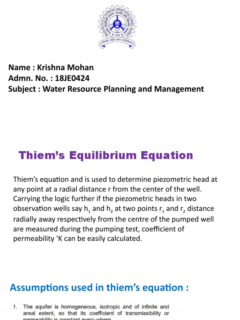 Presentation On Theims Equilibrium Equation | PDF