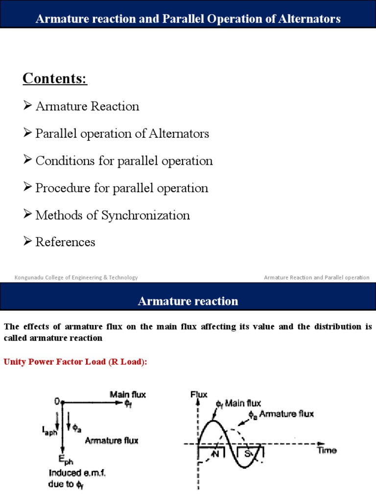 Armature Reaction and Parallel Operation | PDF | Electric Generator ...