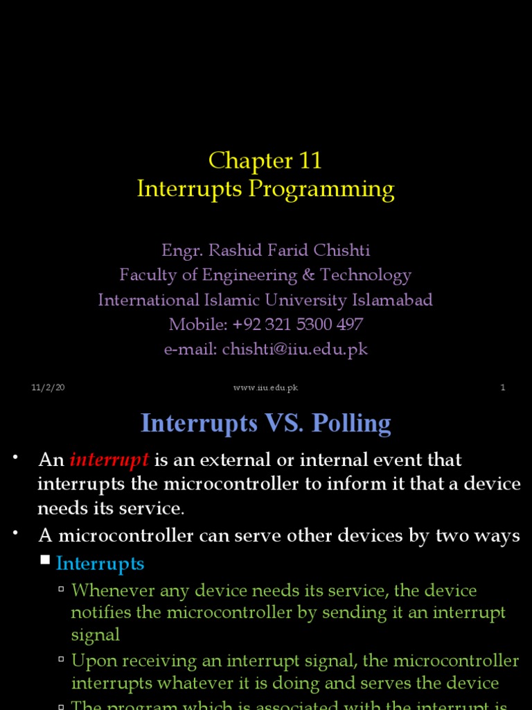 Microprocessor & Microcontrollers: Interrupts Programming | PDF | Subroutine | Microcontroller
