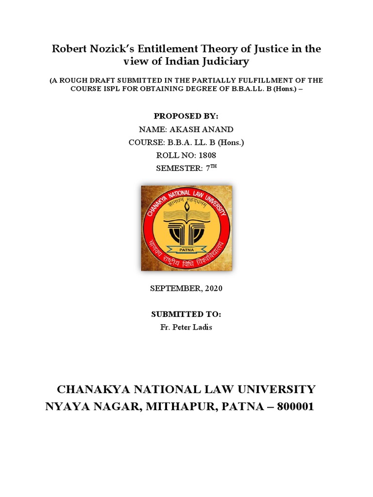 Robert Nozick's Entitlement Theory of Justice in The View of Indian ...