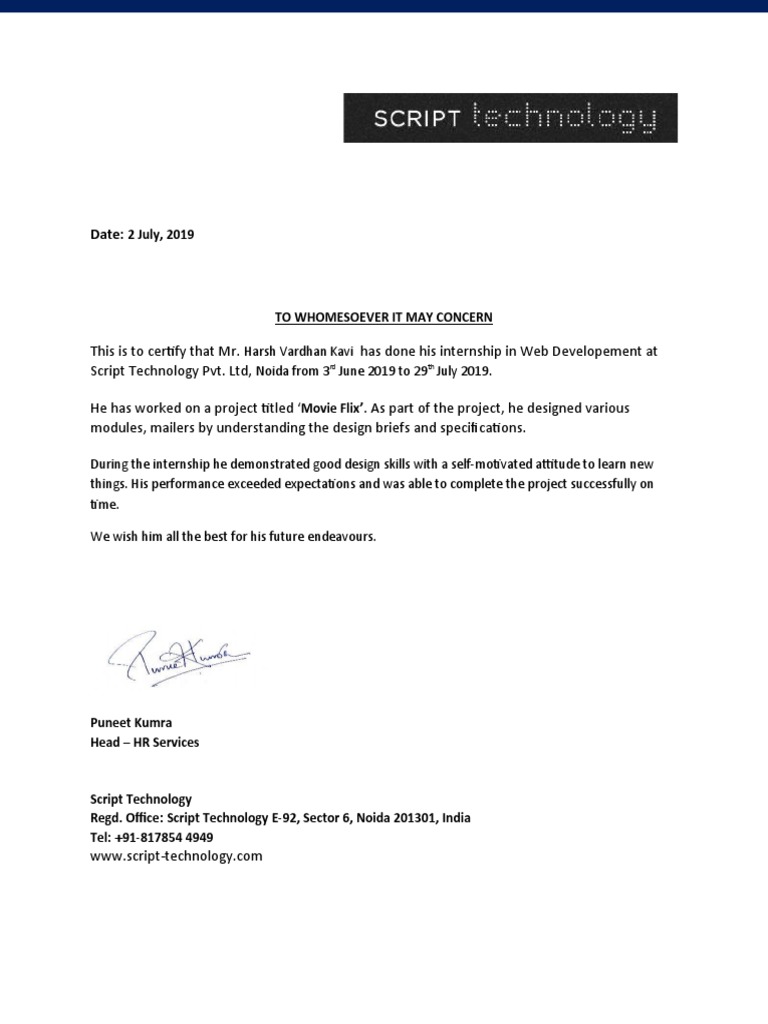 Internship Certificate Template | PDF