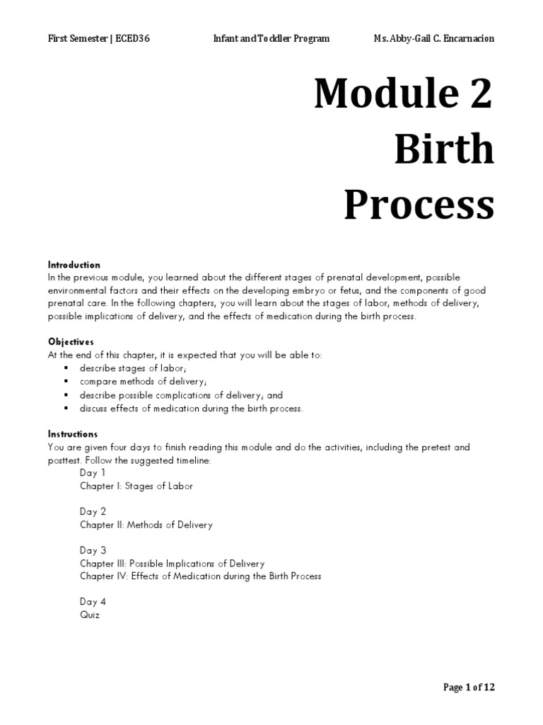 Module 2 Birth Process PDF | Download Free PDF | Childbirth | Caesarean ...