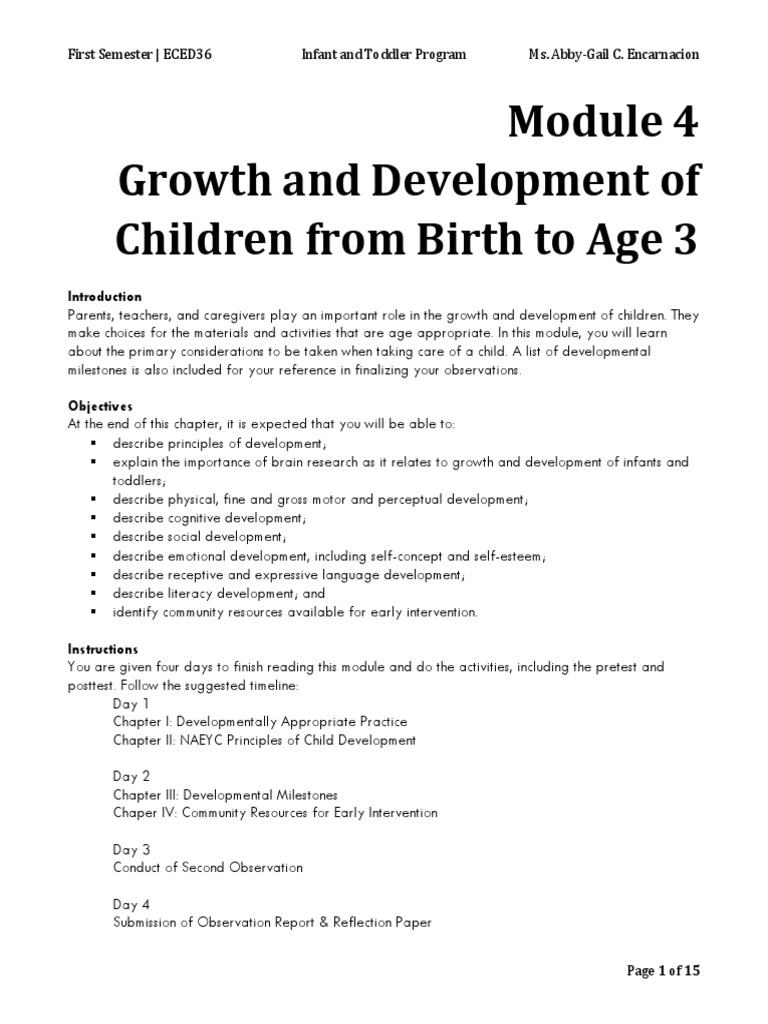Module 4 Birth and Development of Children PDF | PDF | Toddler | Learning