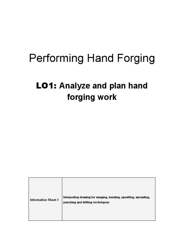 Performing Hand Forging: LO1: Analyze and Plan Hand | PDF | Forging ...