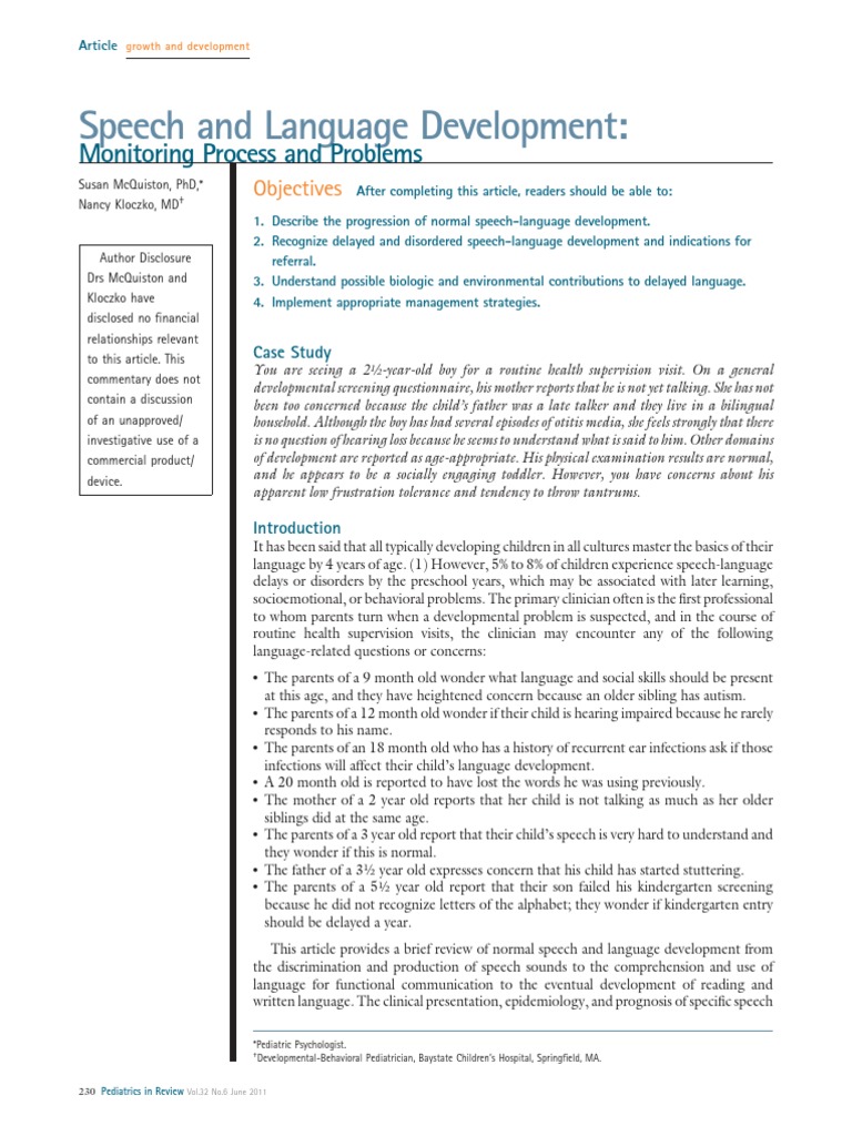 Understanding Speech And Language Development A Guide For Monitoring