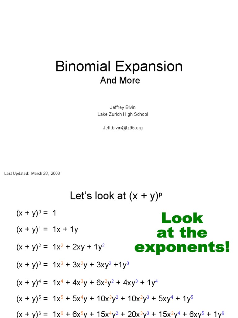 Binomial Expansion: and More | PDF | Mathematical And Quantitative ...