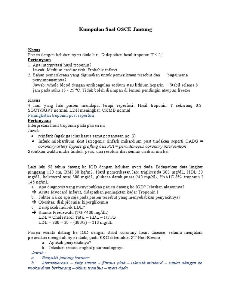 Kumpulan Soal OSCE Jantung Kita | PDF | Sains & Matematika