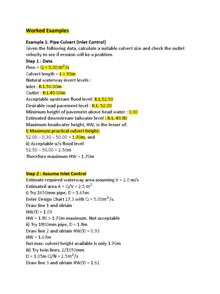 Worked Examples Using Nomographs and Colebrook Charts | PDF | Civil ...