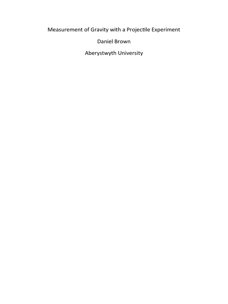 Determining Acceleration of Gravity by Using Projectile Motion | PDF ...