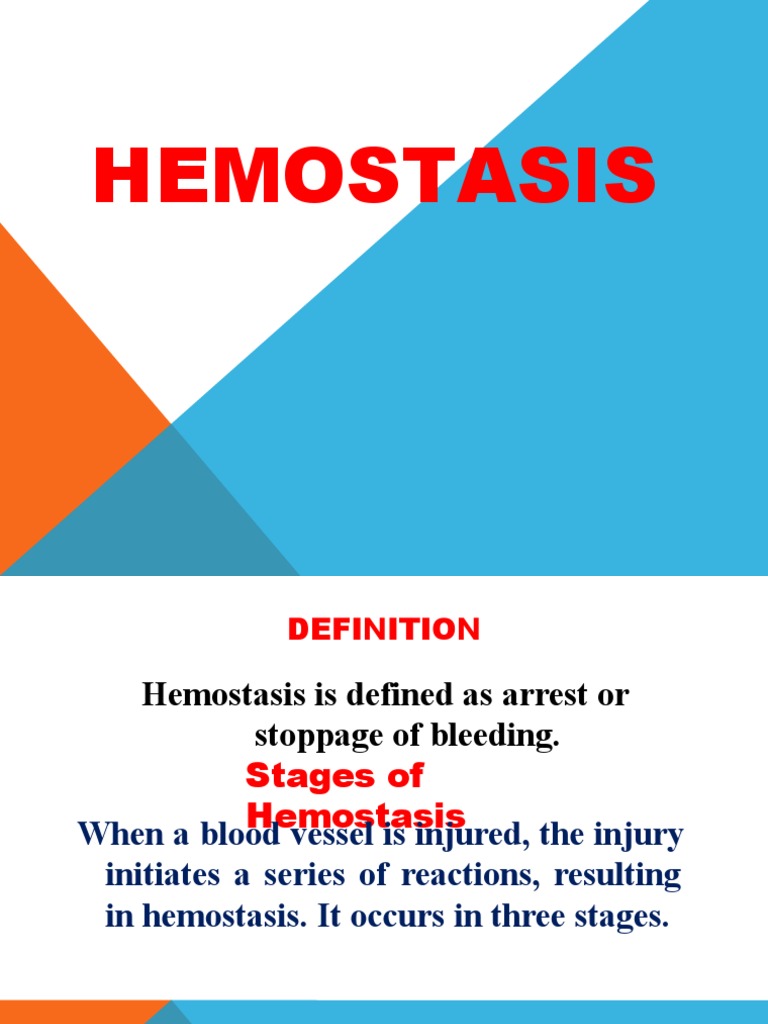 Hemostasis | PDF | Coagulation | Hemostasis