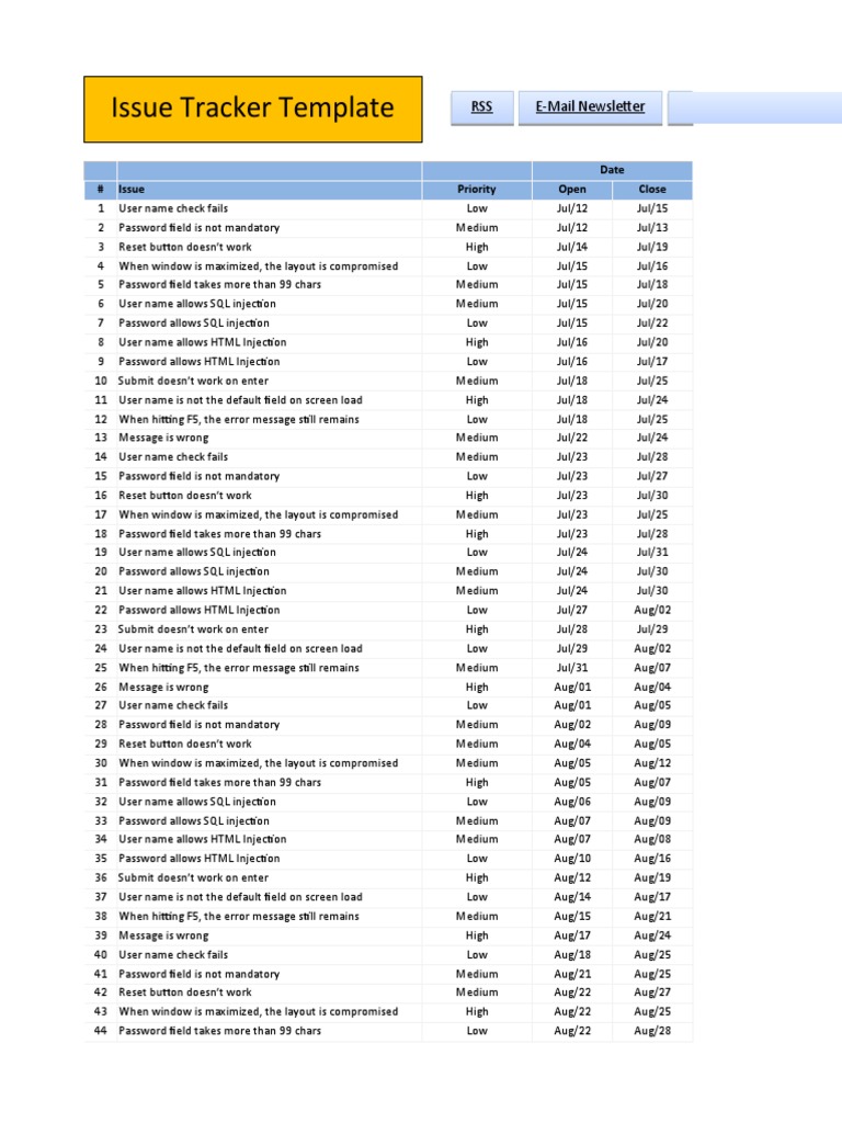 Issue Tracker Template for Bugs and Errors | PDF | Cyberspace | Password