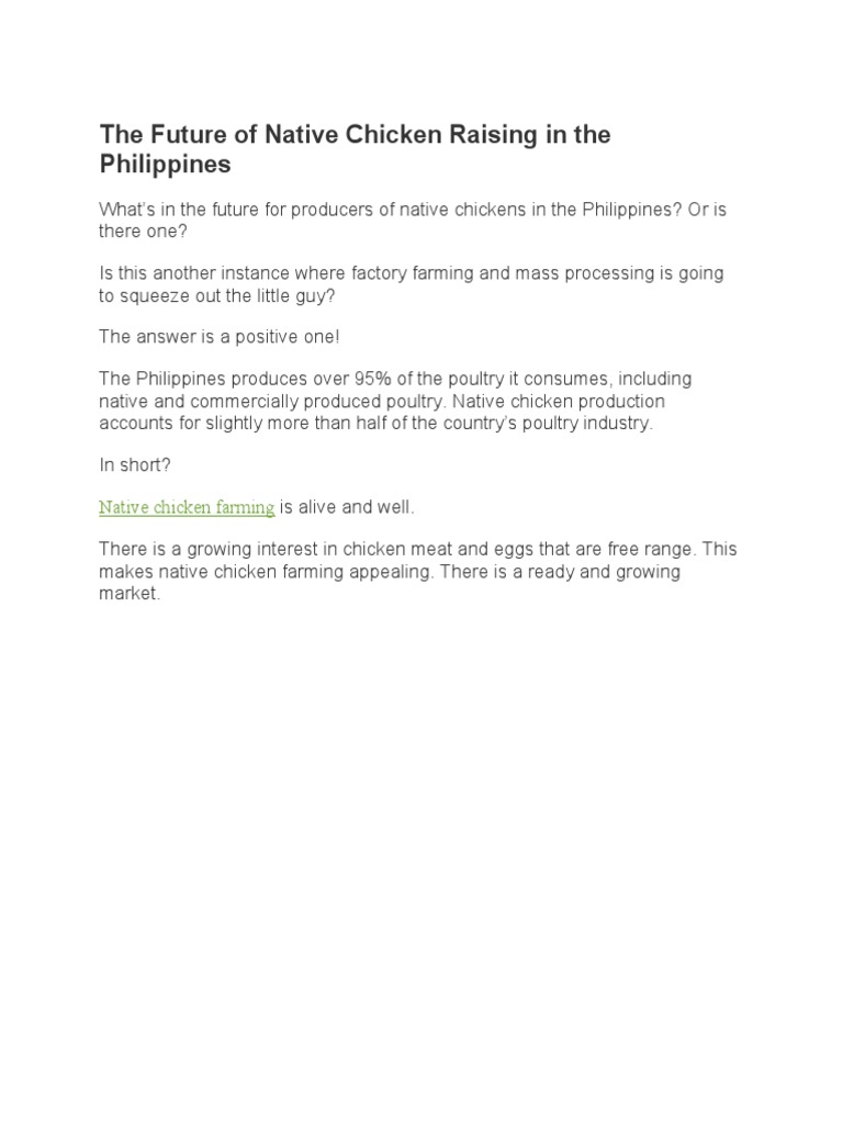 The Future of Native Chicken Raising in The Philippines | PDF | Chicken ...