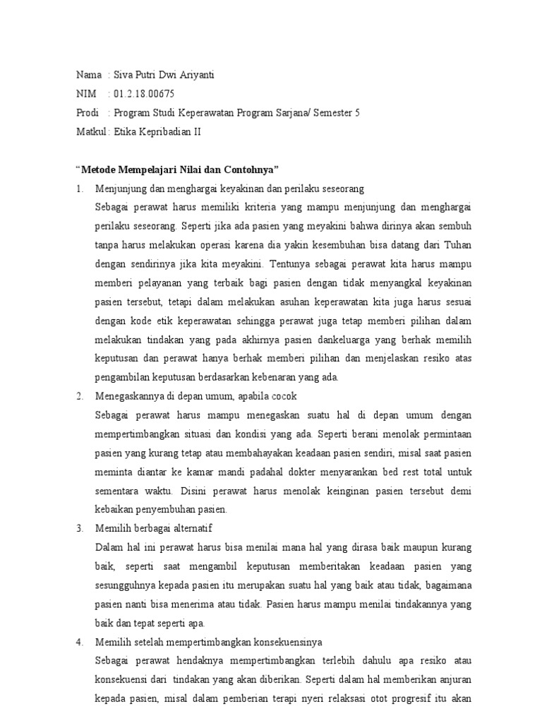Etika Keperawatan oleh Siva Putri | PDF | Sains & Matematika