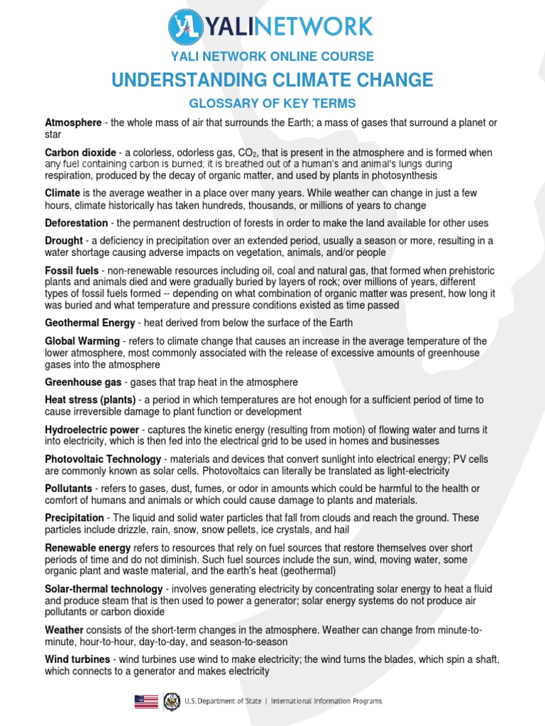 Understanding Climate Change Glossary Pdf Global Warming