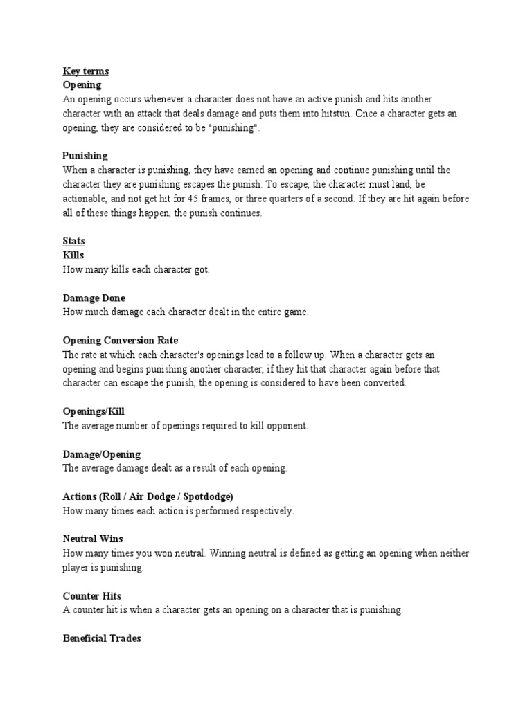 Slippi Game Stats and Punishing Guide | PDF | Games & Activities