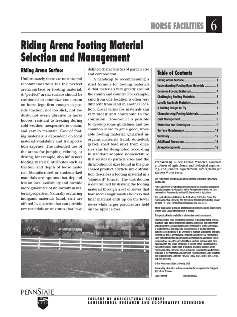 Riding Arena Footing Material Selection and PDF | PDF | Sand | Topsoil